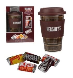 hershey's ceramic travel mug w/ silicone band, lid & candy (hershey's)