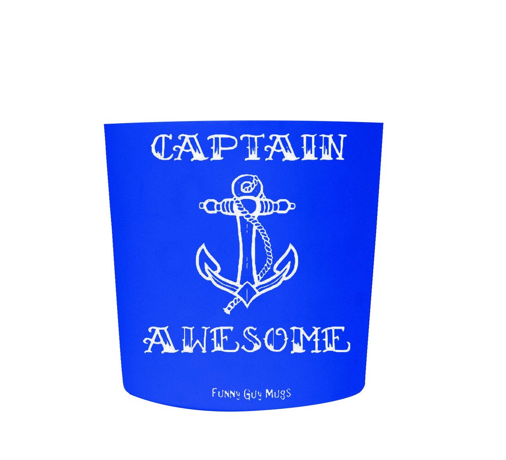 Funny Guy Mugs Captain Awesome Travel Tumbler With Removable Insulated Silicone Sleeve, Blue, 16-Ounce