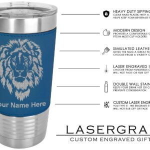 LaserGram 20oz Vacuum Insulated Tumbler Mug, Nephrology, Personalized Engraving Included (Faux Leather, Blue)