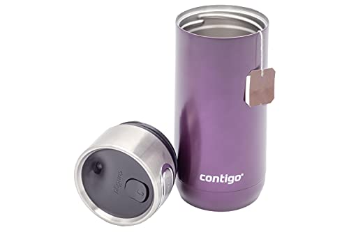 Contigo Luxe Autoseal Travel Mug, Stainless Steel Thermal Mug, Vacuum Flask, Leakproof Tumbler, dishwasher safe, Coffee Mug with BPA Free Easy-Clean Lid, Merlot, 360 ml