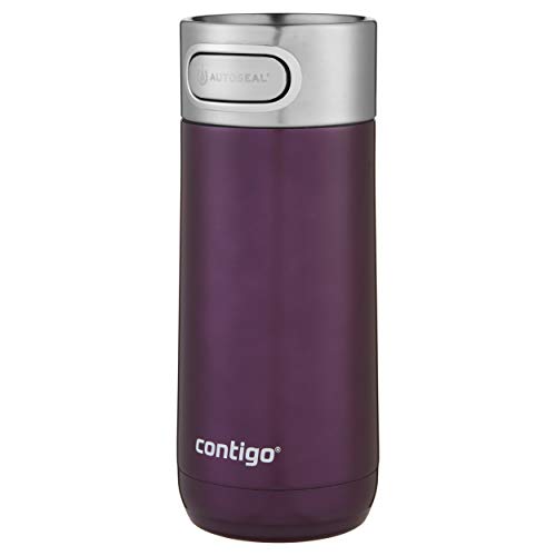 Contigo Luxe Autoseal Travel Mug, Stainless Steel Thermal Mug, Vacuum Flask, Leakproof Tumbler, dishwasher safe, Coffee Mug with BPA Free Easy-Clean Lid, Merlot, 360 ml