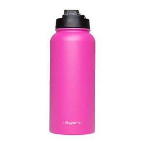 layer 8 stainless steel portable water bottle with pop up straw and screw on lid