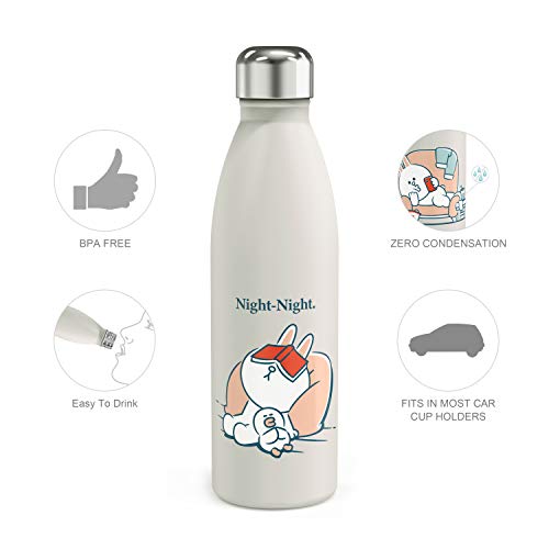 Zak Designs LINE Friends CONY 17.5 oz Stainless Steel Vacuum Insulated Water Bottle with Leak-Proof Cap Keeps Drinks Cold