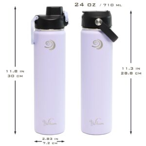 Yerbam 24oz Sports Flask Insulated Water Bottle One-Touch Open Chug Lid & Covered Straw Lid Wide Mouth Direct Drink Paracord Strap Dishwasher Safe Leakproof Sweat-Free BPA-Free (Light Periwinkle)