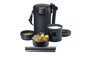 tiger thermos lwu-a202-km tiger thermos thermal lunch box, stainless steel, lunch jar, rice bowl, approx. 4 cups, black