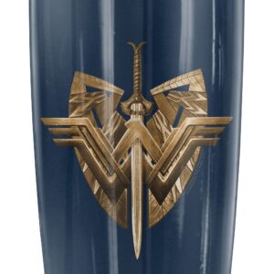 Logovision Wonder Woman Movie Sword Emblem Stainless Steel Tumbler 20 oz Coffee Travel Mug/Cup, Vacuum Insulated & Double Wall with Leakproof Sliding Lid | Great for Hot Drinks and Cold Beverages