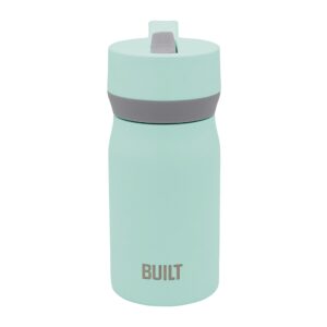 built cascade double wall vacuum insulated stainless steel wide mouth water bottle with comfort grip and straw lid and carry handle, 12 ounces