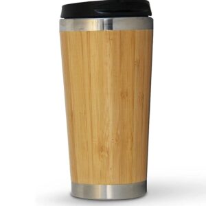 MOZEN 15oz Drinking Cup For Women and Men, Spill Proof, Reusable Drinking Cup with Lid, Stainless Steel Cup Made with Real Bamboo, Durable Travel Cup, Easy to Drink from