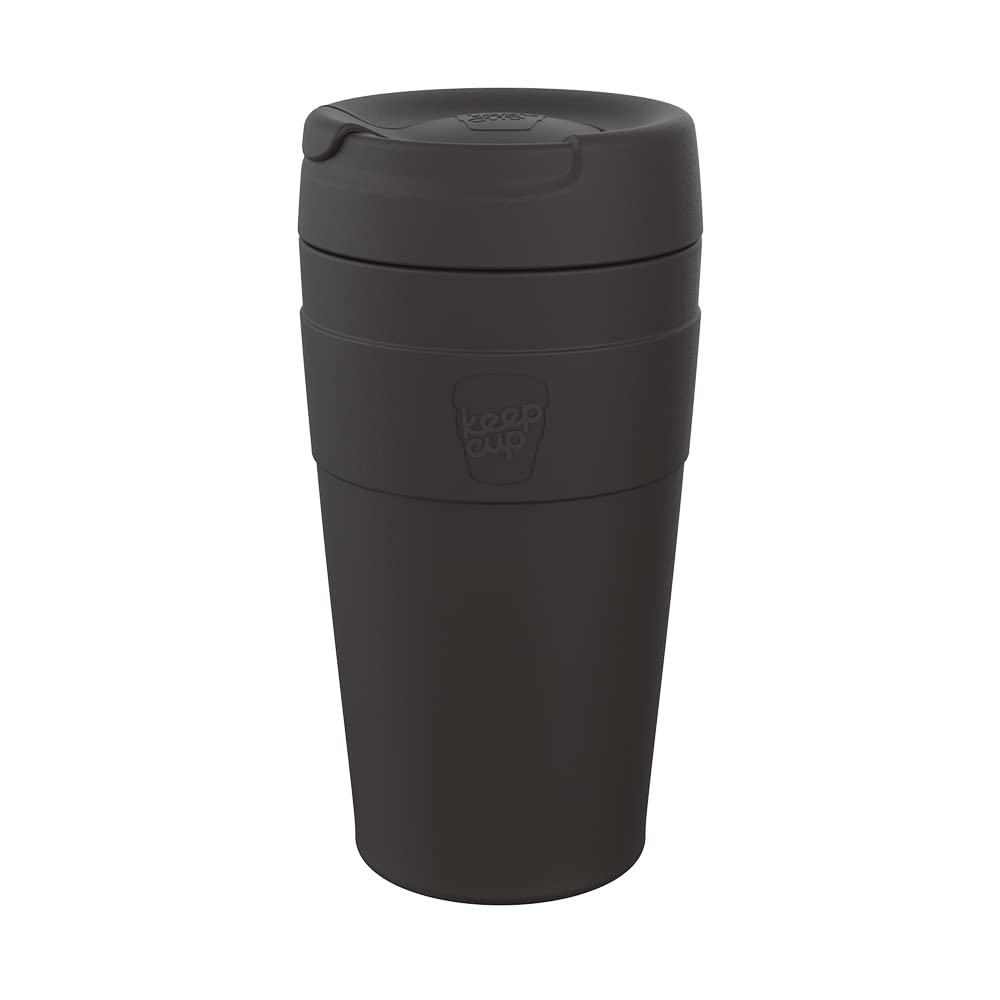 KeepCup Traveller Reusable Travel Mug - Vacuum Insulated Cup with Leakproof Sipper Lid | 16oz/454ml - Black