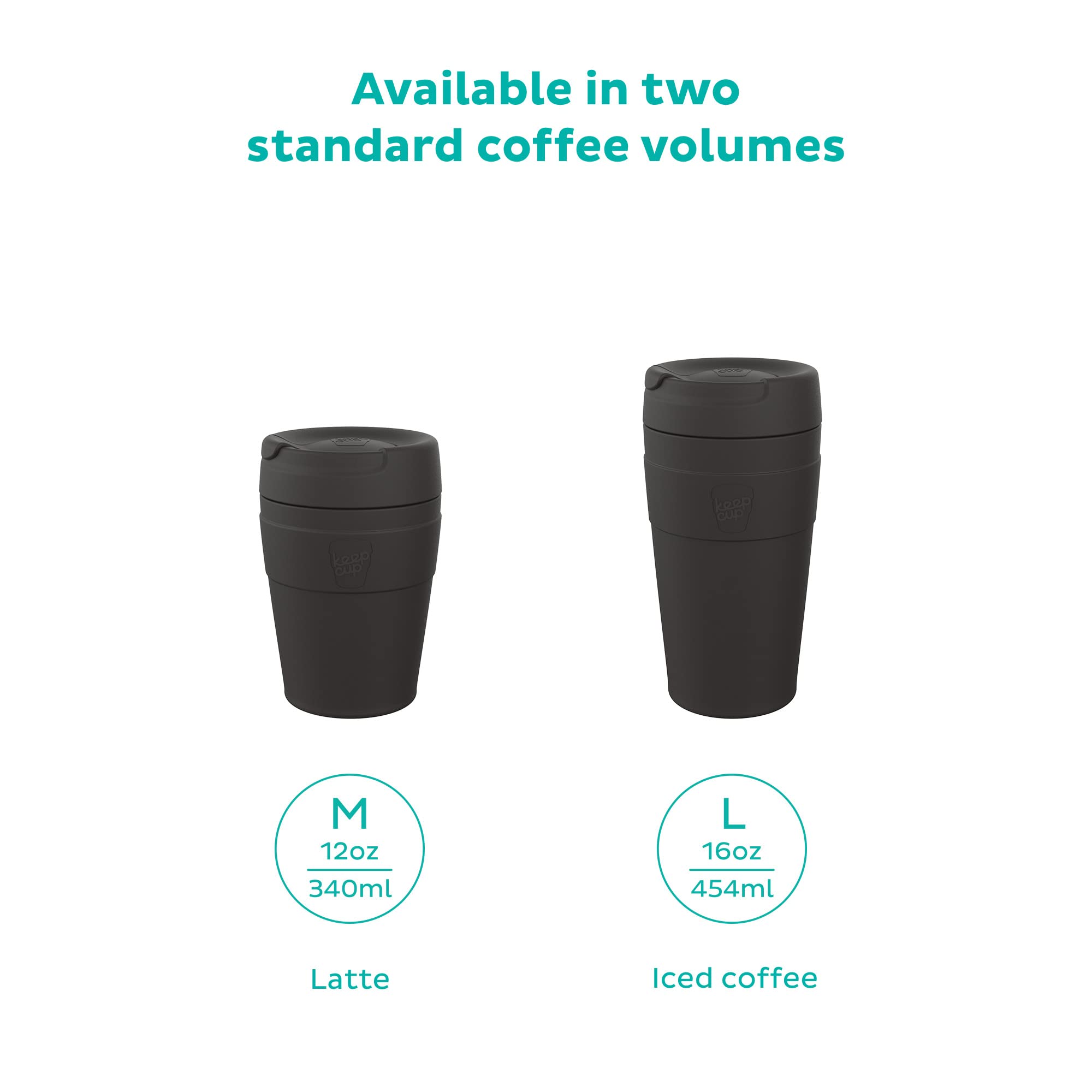 KeepCup Traveller Reusable Travel Mug - Vacuum Insulated Cup with Leakproof Sipper Lid | 16oz/454ml - Black