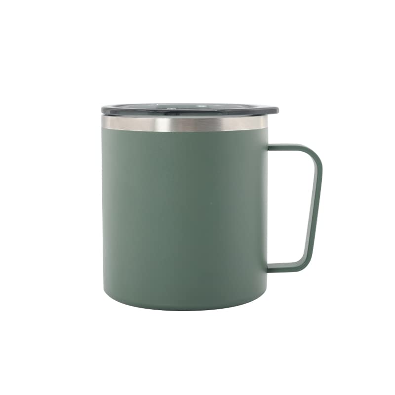 Innopack Insulated Coffee Mug with Handle, 13oz Stainless Steel Togo Coffee Travel Mug, Reusable and Durable Double Wall Coffee Cup, Powder Coated Green