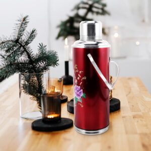 Happyyami Coffee Mug Vacuum Insulated Water Bottle Chinese Style Retro Double Walled Thermal Hot Coffee Drink Dispenser Mug for Home Travel 2L Insulated Water Bottles