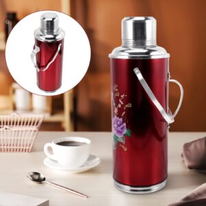 Happyyami Coffee Mug Vacuum Insulated Water Bottle Chinese Style Retro Double Walled Thermal Hot Coffee Drink Dispenser Mug for Home Travel 2L Insulated Water Bottles