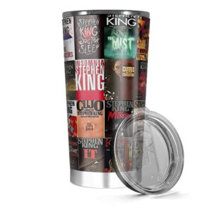 Insulated Tumbler Stainless Steel 20oz 30 Oz Stephen Tea King Iced Book Hot Cover Wine Collage Coffee Cold Cup Mug Suit For Home Office Travel, White