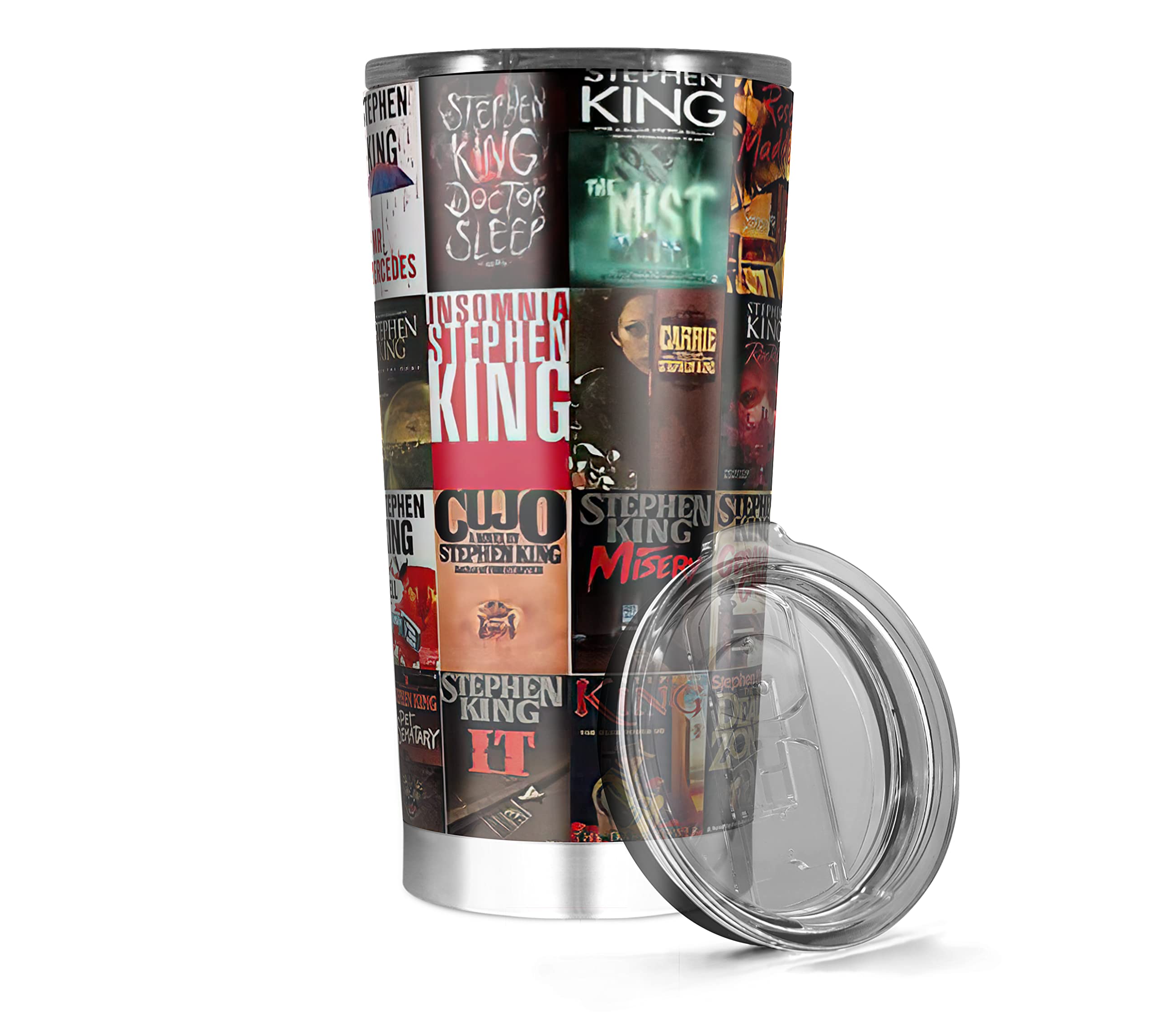 Insulated Tumbler Stainless Steel 20oz 30 Oz Stephen Tea King Iced Book Hot Cover Wine Collage Coffee Cold Cup Mug Suit For Home Office Travel, White