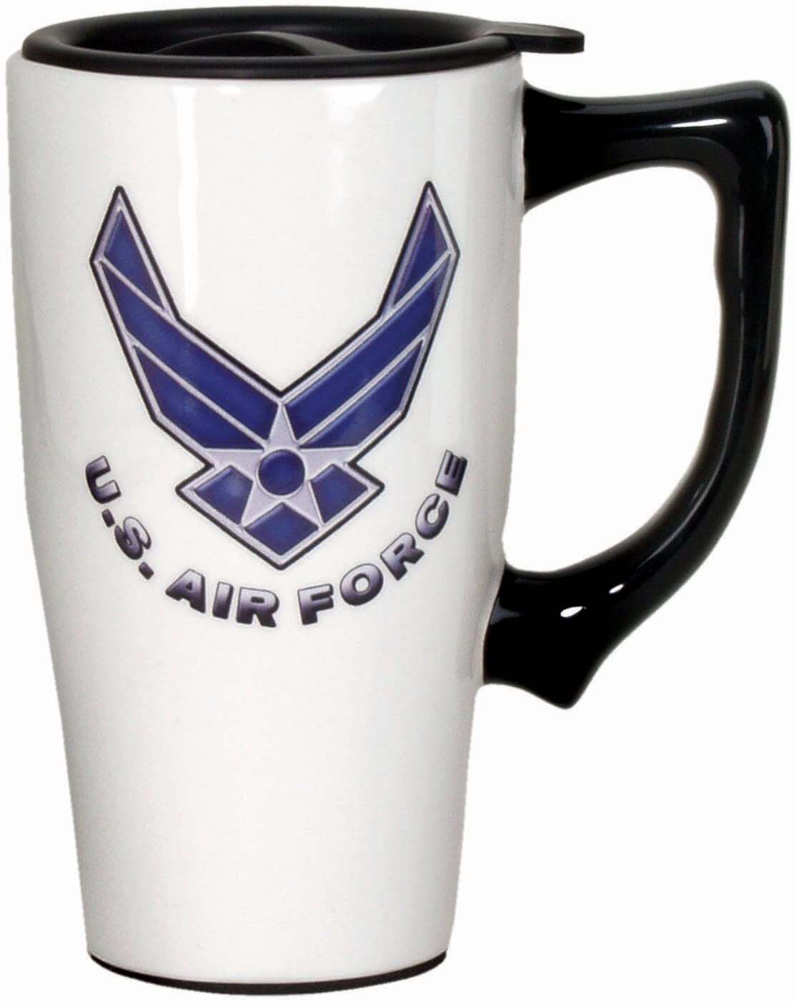 Spoontiques - Ceramic Travel Mugs - Air Force Cup - Hot or Cold Beverages - Gift for Coffee Lovers