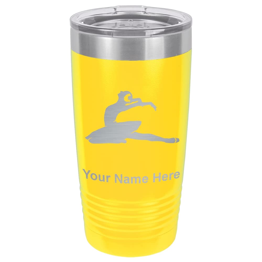 LaserGram 20oz Vacuum Insulated Tumbler Mug, Dancer, Personalized Engraving Included (Yellow)