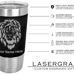 LaserGram 20oz Vacuum Insulated Tumbler Mug, Horse Racing, Personalized Engraving Included (Faux Leather, Black)