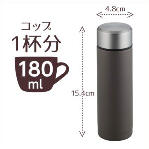 Wahei Freiz RH-1526 Mini Mug Fits In Your Pocket, Small Capacity Mug, 6.1 fl oz (180 ml), Brown, Screw Stopper, Carry 1 Cup, Petite Bottle