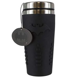 Paladone PP4380BM Batman Travel Mug | Reuseable Commuter Cup Coffee & Tea Flask | Easy Clean | Double Walled Insulation | 450ML Capacity | Spill Proof, Black, 9 x 9 x 18 cm