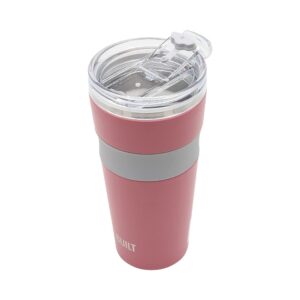 BUILT 24 Ounce Shasta Double Wall Vacuum Insulated Stainless Steel Coffee and Water Tumbler with Easy to Clean Flip to Open Lid, Pink