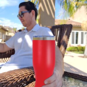 LaserGram 14oz Vacuum Insulated Pilsner Mug, Lacrosse Sticks, Personalized Engraving Included (Red)