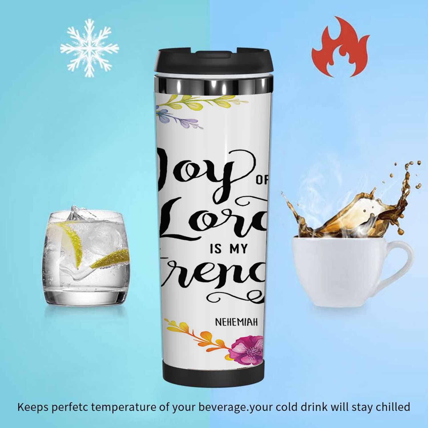 WONDERTIFY Joy Of The Lord Is My Strength Coffee Cup Scripture Coffee Mug Stainless Steel Bottle Double Walled Thermo Travel Water Metal Canteen Colorful