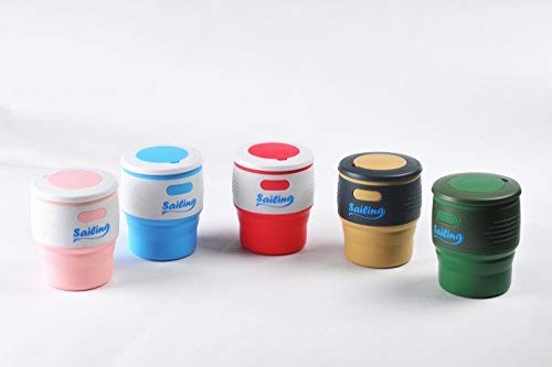 Sailing Collapsible Portable Reusable Silicone 12 fl oz Drinking/Coffee Cup/Mug. 100% food grade silicone. BPA Free (Rose Red)