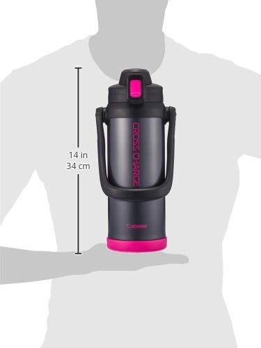 Zojirushi SD-BD20-BP20-BP2060ml Water Bottle, Direct Drinking, Sports Type, Stainless Steel Jug Bottle, 0.6 gal (2.06 L), Pink Black