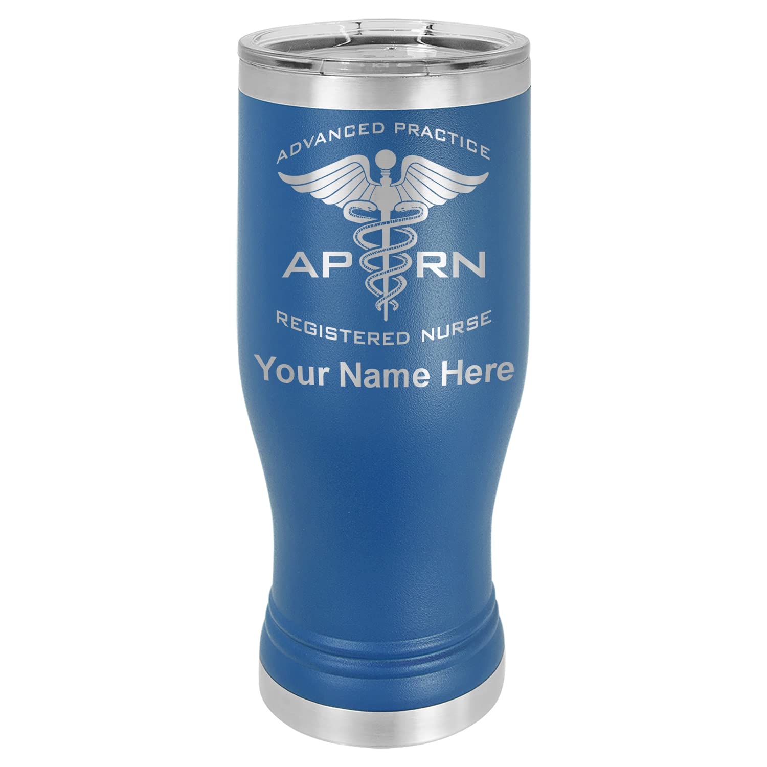 LaserGram 20oz Vacuum Insulated Pilsner Mug, APRN Advanced Practice Registered Nurse, Personalized Engraving Included (Dark Blue)