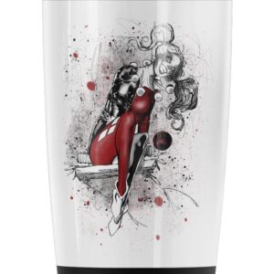 Logovision Harley Quinn Sketch Stainless Steel Tumbler 20 oz Coffee Travel Mug/Cup, Vacuum Insulated & Double Wall with Leakproof Sliding Lid | Great for Hot Drinks and Cold Beverages