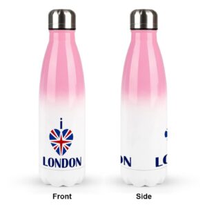 I Love London Stainless Steel Water Bottle with Lid Insulated Sport Bottle for Travel Picnic Camping 17 Oz