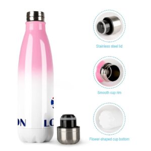 I Love London Stainless Steel Water Bottle with Lid Insulated Sport Bottle for Travel Picnic Camping 17 Oz