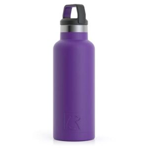 RTIC 16 oz Vacuum Insulated Water Bottle, Metal Stainless Steel Double Wall Insulation, BPA Free Reusable, Leak-Proof Thermos Flask for Hot and Cold Drinks, Travel, Sports, Camping, Majestic Purple