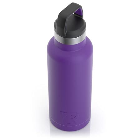 RTIC 16 oz Vacuum Insulated Water Bottle, Metal Stainless Steel Double Wall Insulation, BPA Free Reusable, Leak-Proof Thermos Flask for Hot and Cold Drinks, Travel, Sports, Camping, Majestic Purple