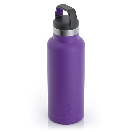 RTIC 16 oz Vacuum Insulated Water Bottle, Metal Stainless Steel Double Wall Insulation, BPA Free Reusable, Leak-Proof Thermos Flask for Hot and Cold Drinks, Travel, Sports, Camping, Majestic Purple