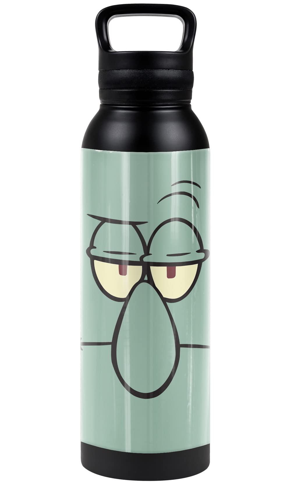 Spongebob OFFICIAL Squidward Angry Face 24 oz Insulated Canteen Water Bottle, Leak Resistant, Vacuum Insulated Stainless Steel with Loop Cap