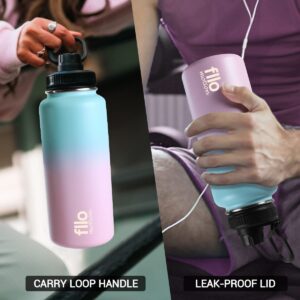 FLLOMOTION 32oz Insulated Water Bottle,BPA Free Stainless Steel Water Bottle,Reusable Thermal Metal Water Bottle with Wide Mouth Spout Lids,Leak-Proof Double Wall Vacuum Flask,Keep Cold and Hot