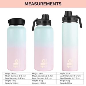 FLLOMOTION 32oz Insulated Water Bottle,BPA Free Stainless Steel Water Bottle,Reusable Thermal Metal Water Bottle with Wide Mouth Spout Lids,Leak-Proof Double Wall Vacuum Flask,Keep Cold and Hot