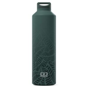 monbento - insulated water bottle mb steel jungle 17 oz - stainless steel - leakproof - infuser - hot/cold for up to 12 hours - tea, coffee - bpa free - food grade safe - nature pattern - green