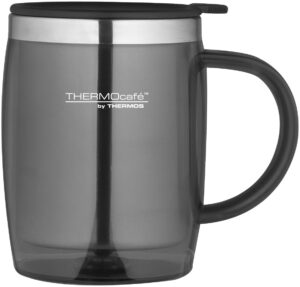 thermos thermocafé translucent desk mug, gun metal, 450 ml