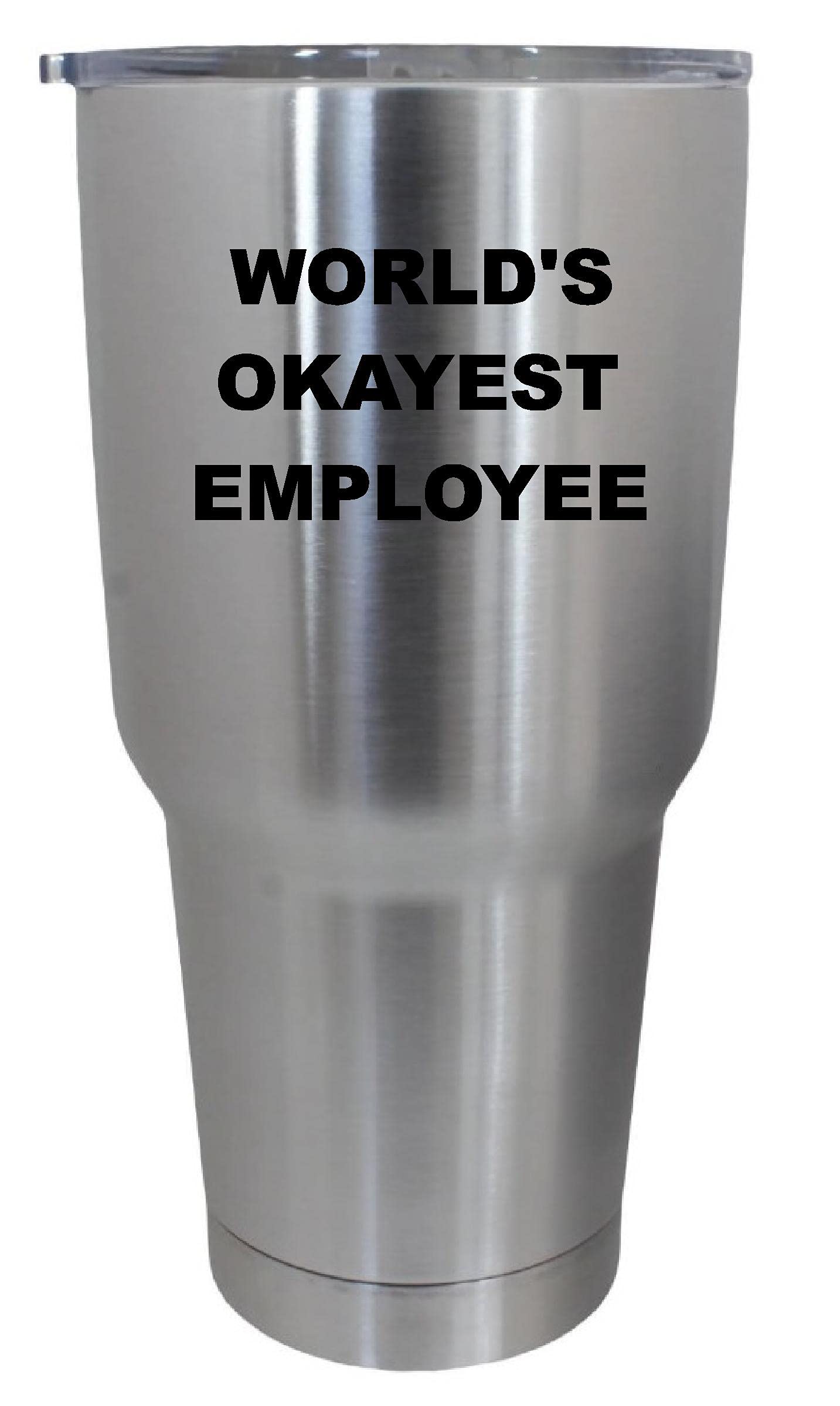 Cups drinkware Tumbler Sticker - World's Okayest Employee - Funny Sticker Decal