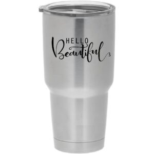 cups drinkware tumbler sticker - hello beautiful - cute love dream sticker decal