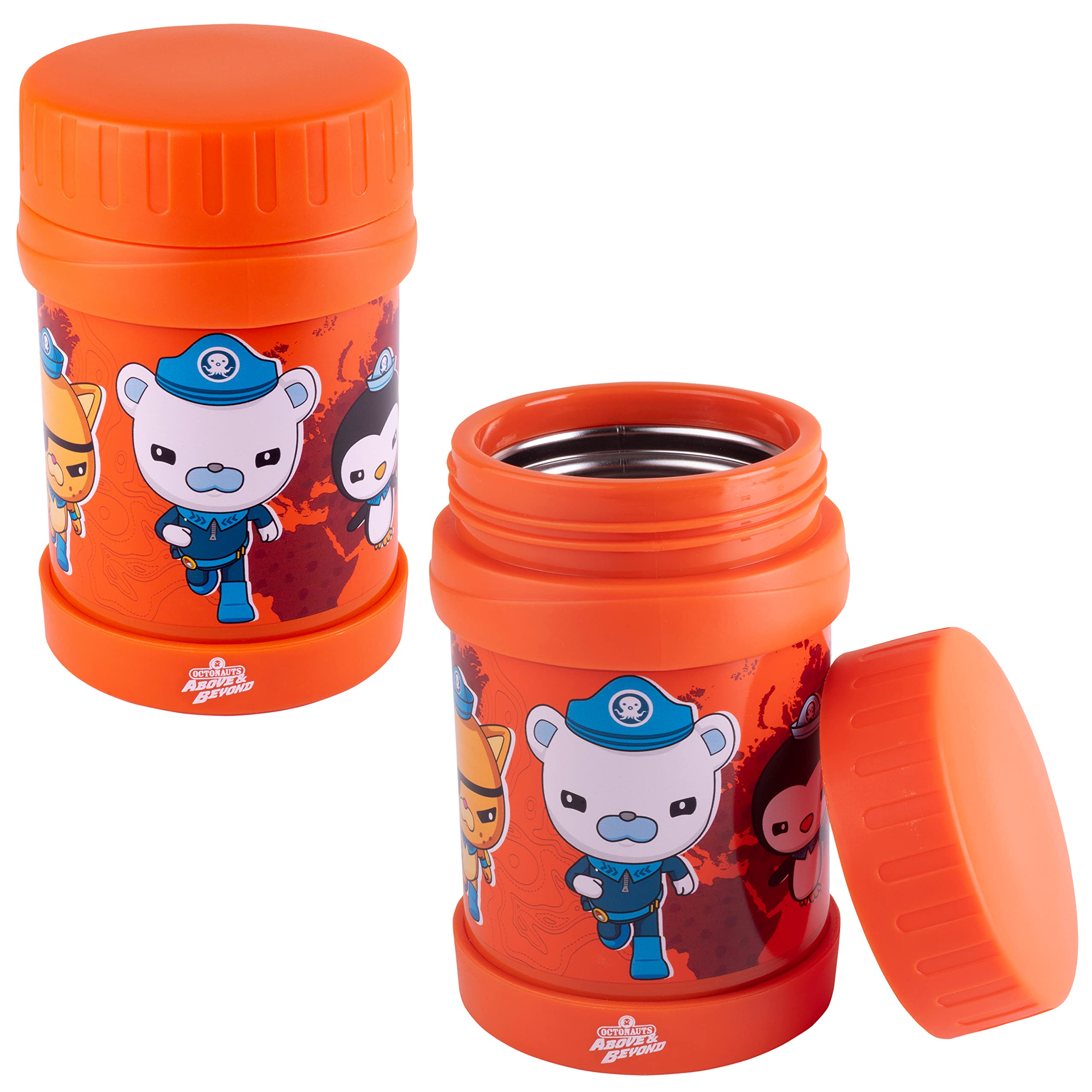 Octonauts Above & Beyond Stainless Steel Vacuum Insulated 13 oz Food Jar for Kids, Orange - Leak-Proof Container Keeps Meals, Liquids, Soups Hot or Cold for Hours - Lunch Boxes & Bags Back to School