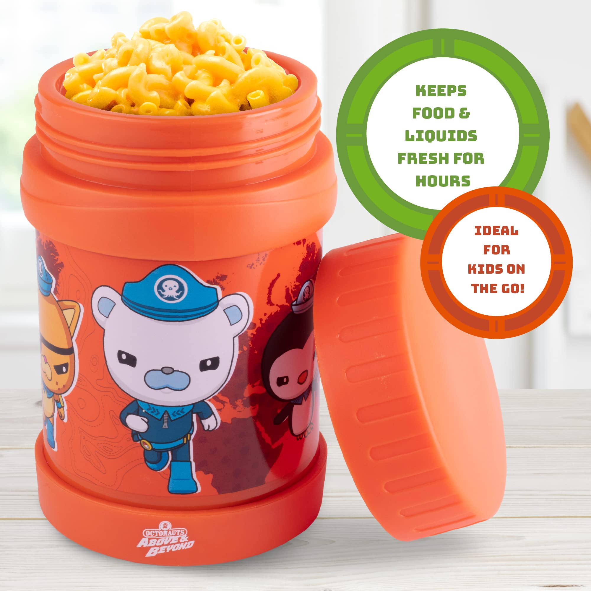 Octonauts Above & Beyond Stainless Steel Vacuum Insulated 13 oz Food Jar for Kids, Orange - Leak-Proof Container Keeps Meals, Liquids, Soups Hot or Cold for Hours - Lunch Boxes & Bags Back to School