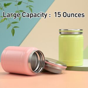 YUBUTUP Thermos Vacuum Insulated Cold Hot Food Soup Lunch Jar Container with Spoon for Kids Adults, 15 oz