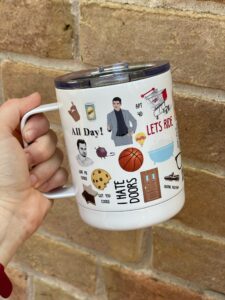 funny collage travel tumbler coffee mug/new girl merch/funny gift for him/ 10oz stainless steel mug/gifts for women