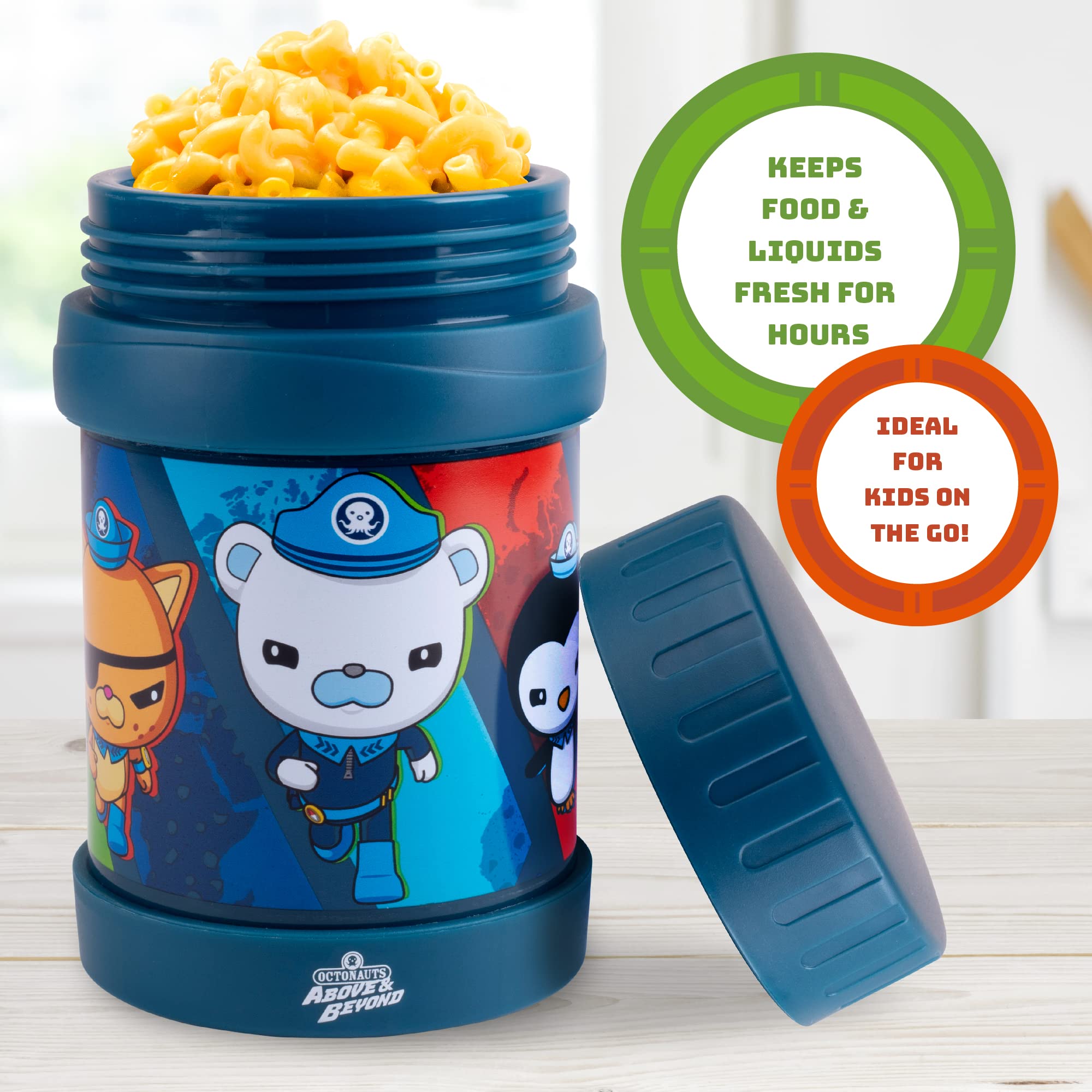 Octonauts Above & Beyond Stainless Steel Vacuum Insulated 13 oz Food Jar for Kids, Blue - Leak-Proof Container Keeps Meals, Liquids, & Soups Hot or Cold for Hours - Fits Inside All Lunch Boxes & Bags