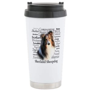 cafepress sheltie traits travel mug stainless steel travel mug, insulated 20 oz. coffee tumbler