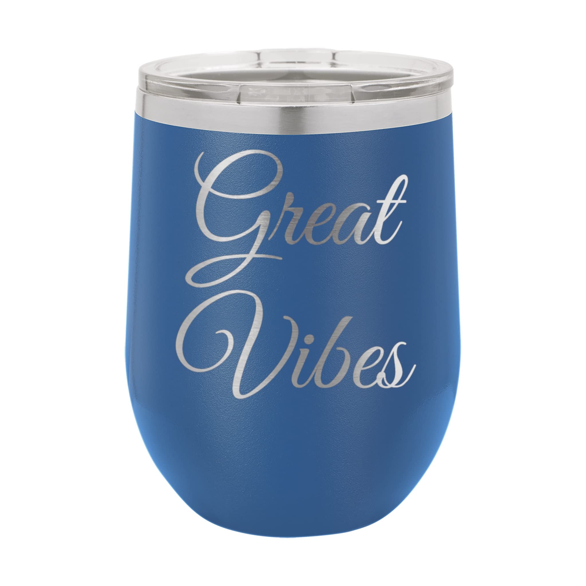 Your Name Text Engraved, Stainless Steel Tumbler, Customized cups, Double Insulated Mug Hot Cold Drink With Lid, Straw Option - 16 Different Colors (12 oz Wine, Personalize Name, Royal Blue)